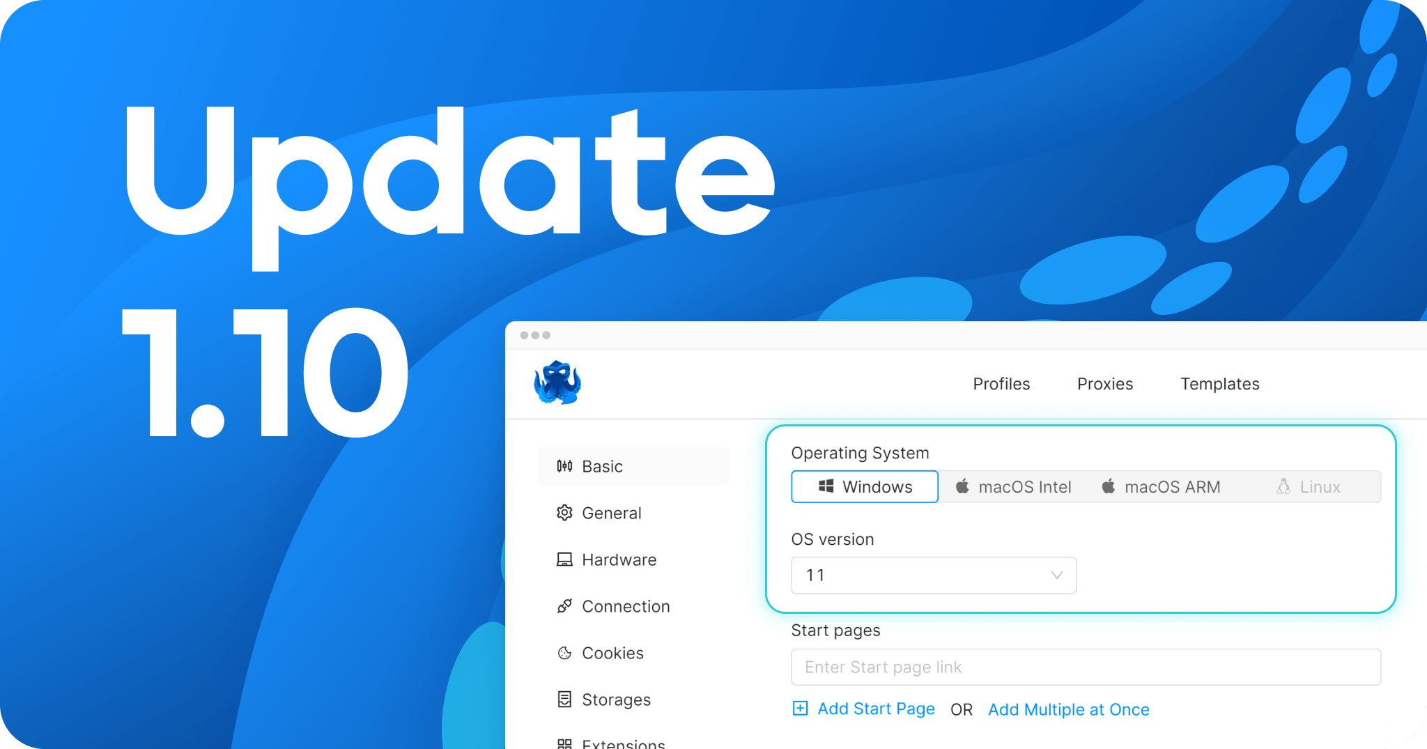 Octo Browser 1.10: selecting the OS version and macOS architecture Octo Browser 1.10: selecting the OS version and macOS architecture