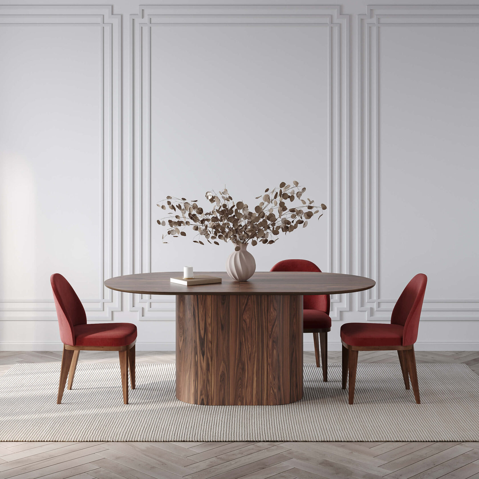 Овальный обеденный стол Eco из шпона ореха - NAPILILI