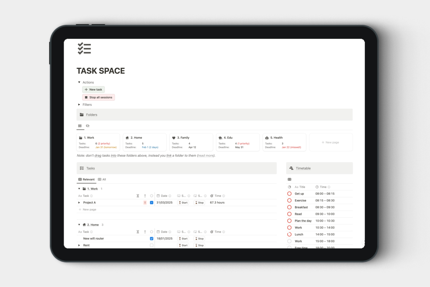 Task Space | Notion Planner Template