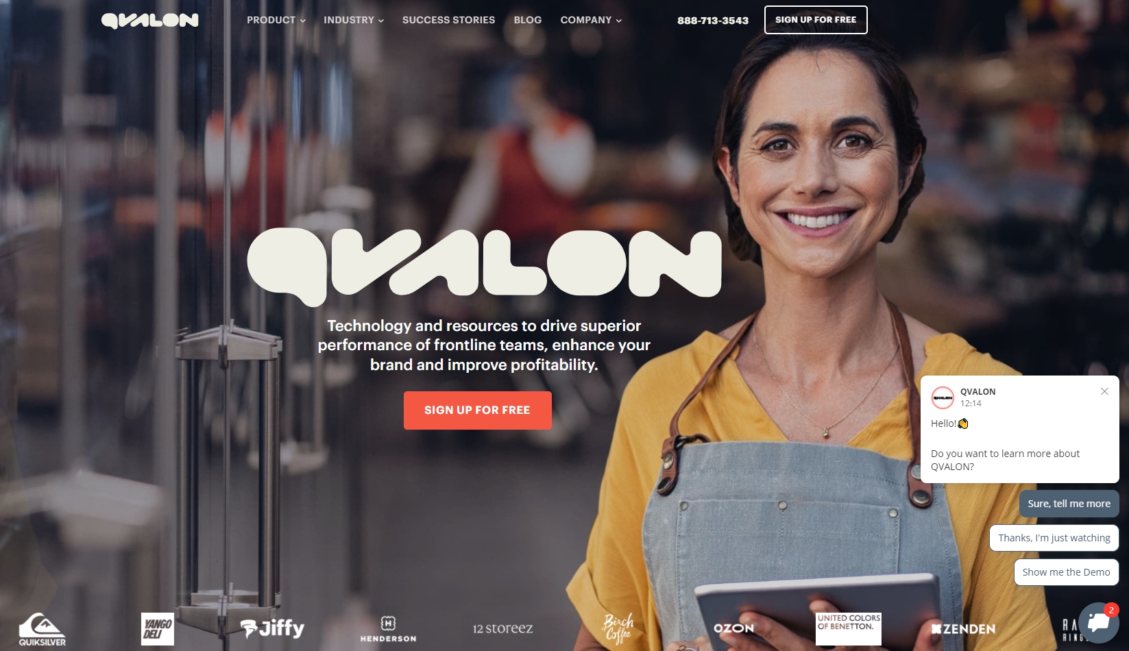 Chatbot example on qvalon.com