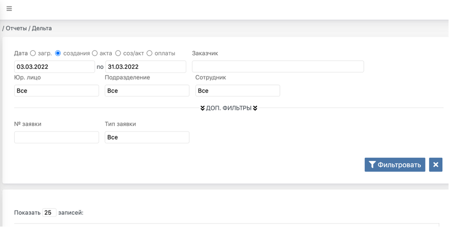 Как посмотреть дельту в программе Fastsol CRM