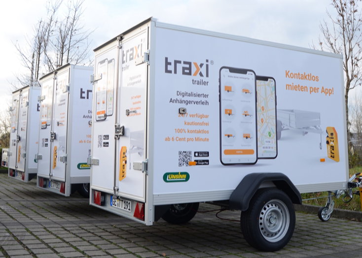 Werbung auf traxi Anhänger