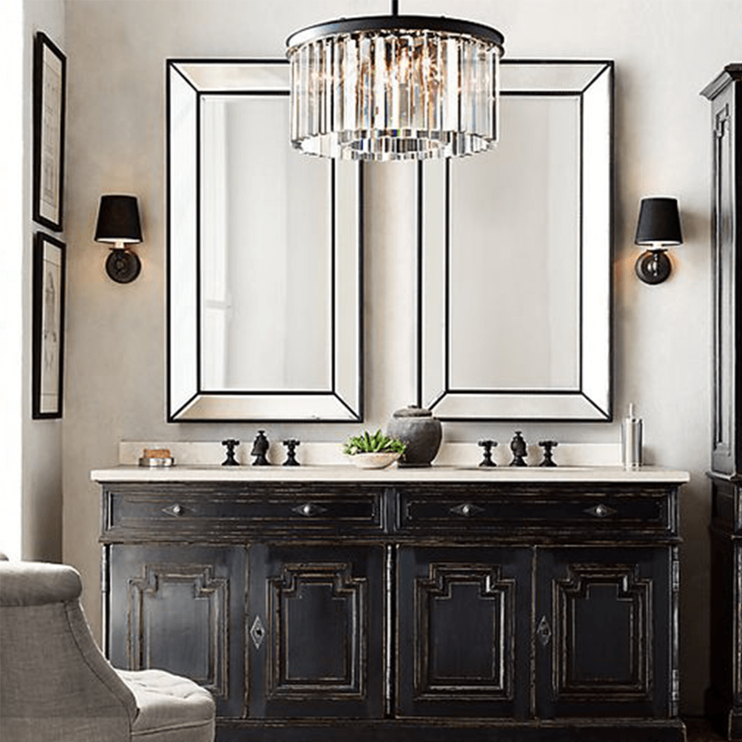 Настенное зеркало в зеркальной раме с шариками Соло Конкейв Дотс блэк ...