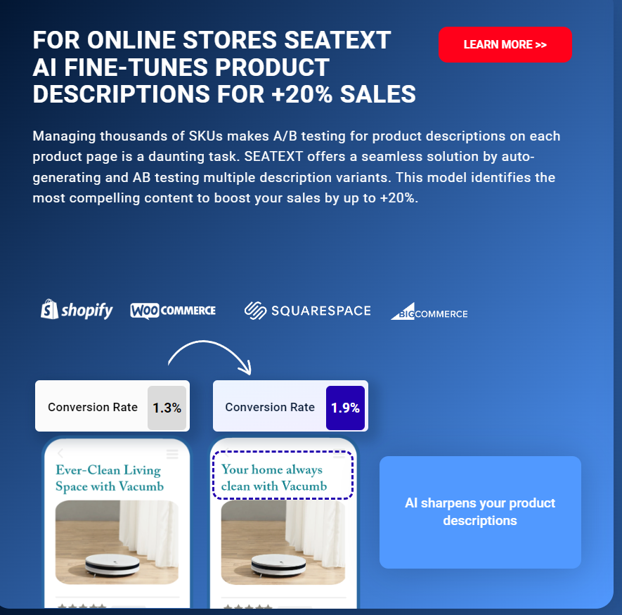 SEATEXT AI Improve your E-store Product Descriptions to sell more