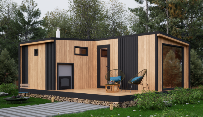 Готовая бани угловая скандинавия под ключ | Woodnext