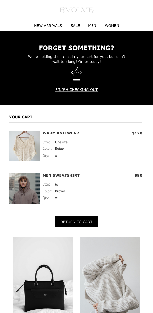 Abandoned Cart Reminder Email Template for Fashion Industry