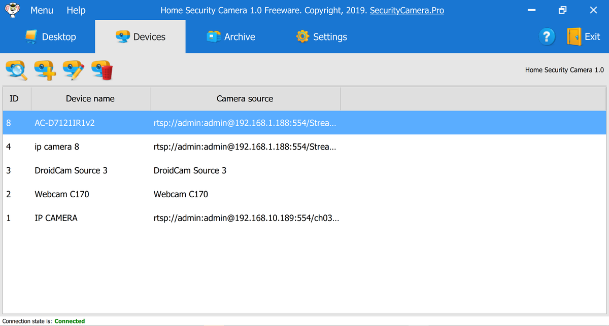 Video Surveillance System for PC: Connect to USB webcam