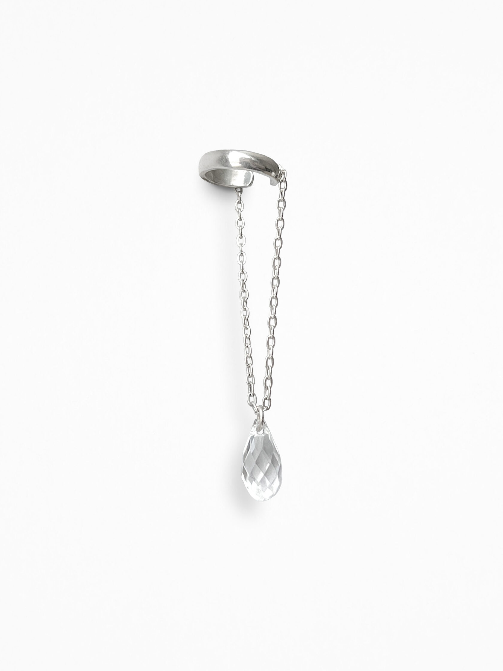 "U CRYSTAL DROP" EAR CUFF SILVER