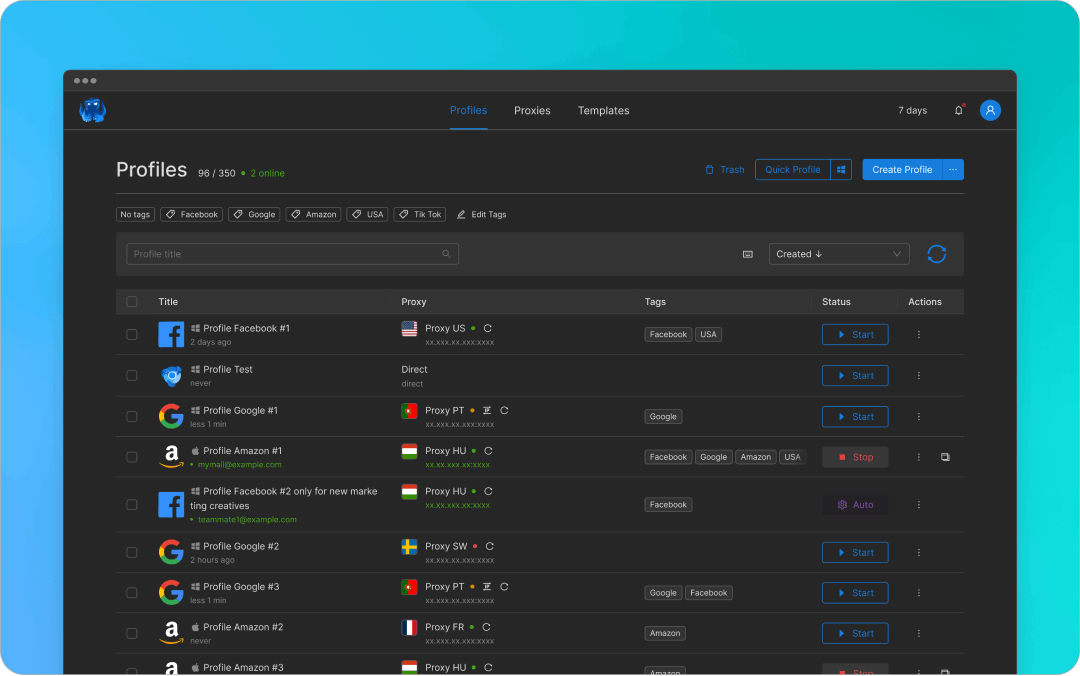 Octo Browser 1.8: dark theme, bookmarks import, automatic subscription activation, User Agent ...