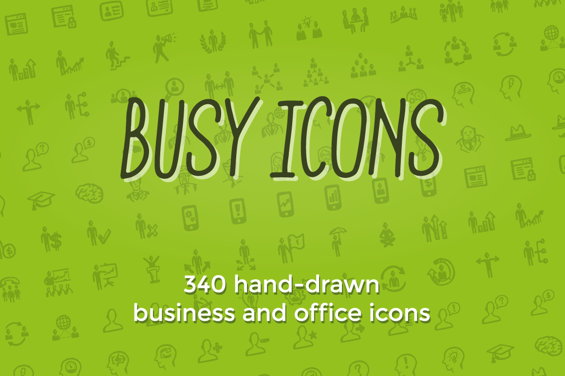 Busy Icons — 340 hand-drawn office and business icons