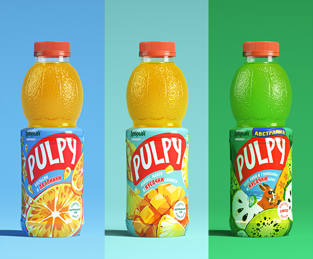 Редизайн упаковки и логотипа для Pulpy | Кейс OTVETDESIGN