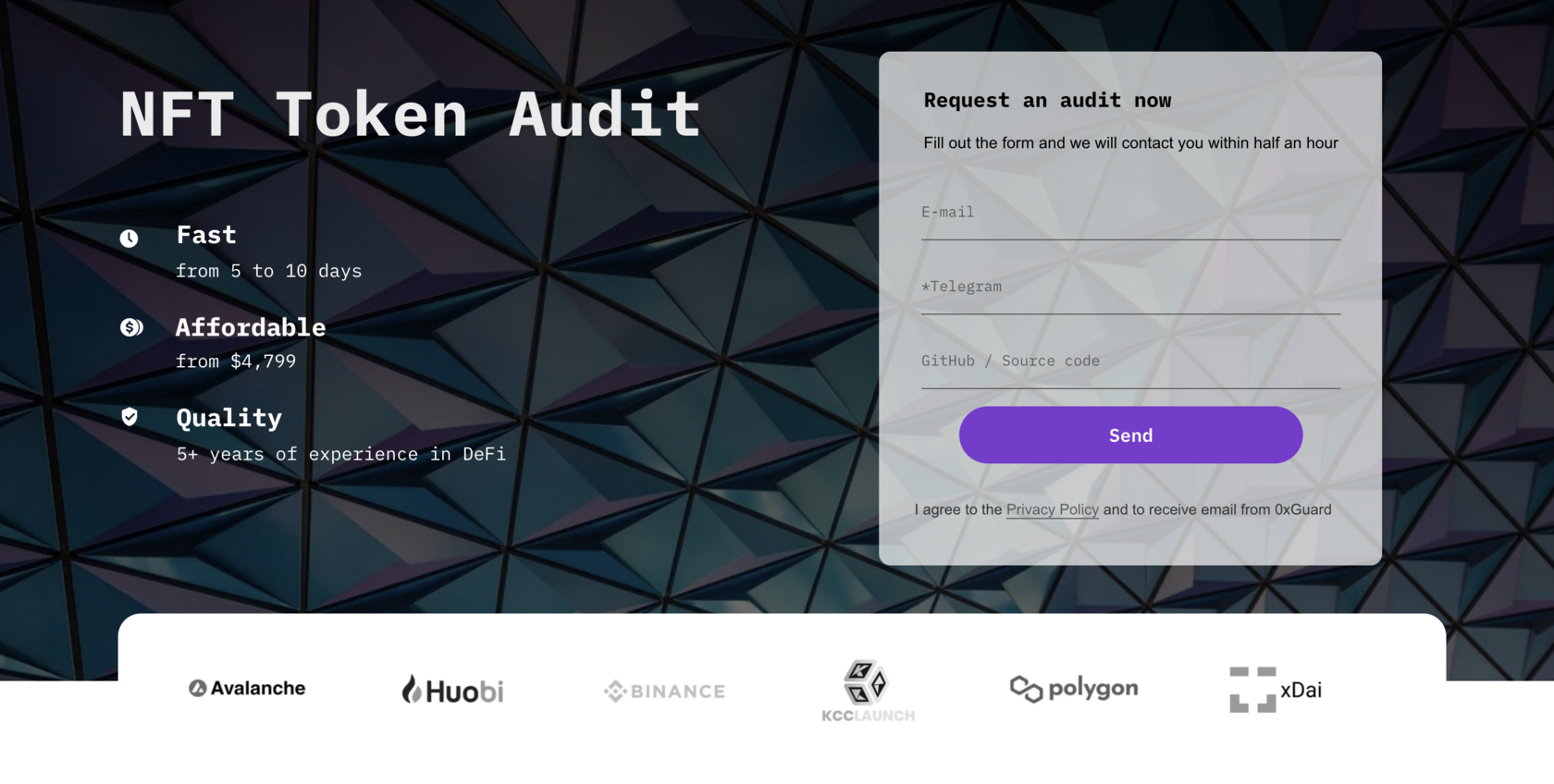 NFT smart contracts audit - get NFT security audit by 0xguard.com