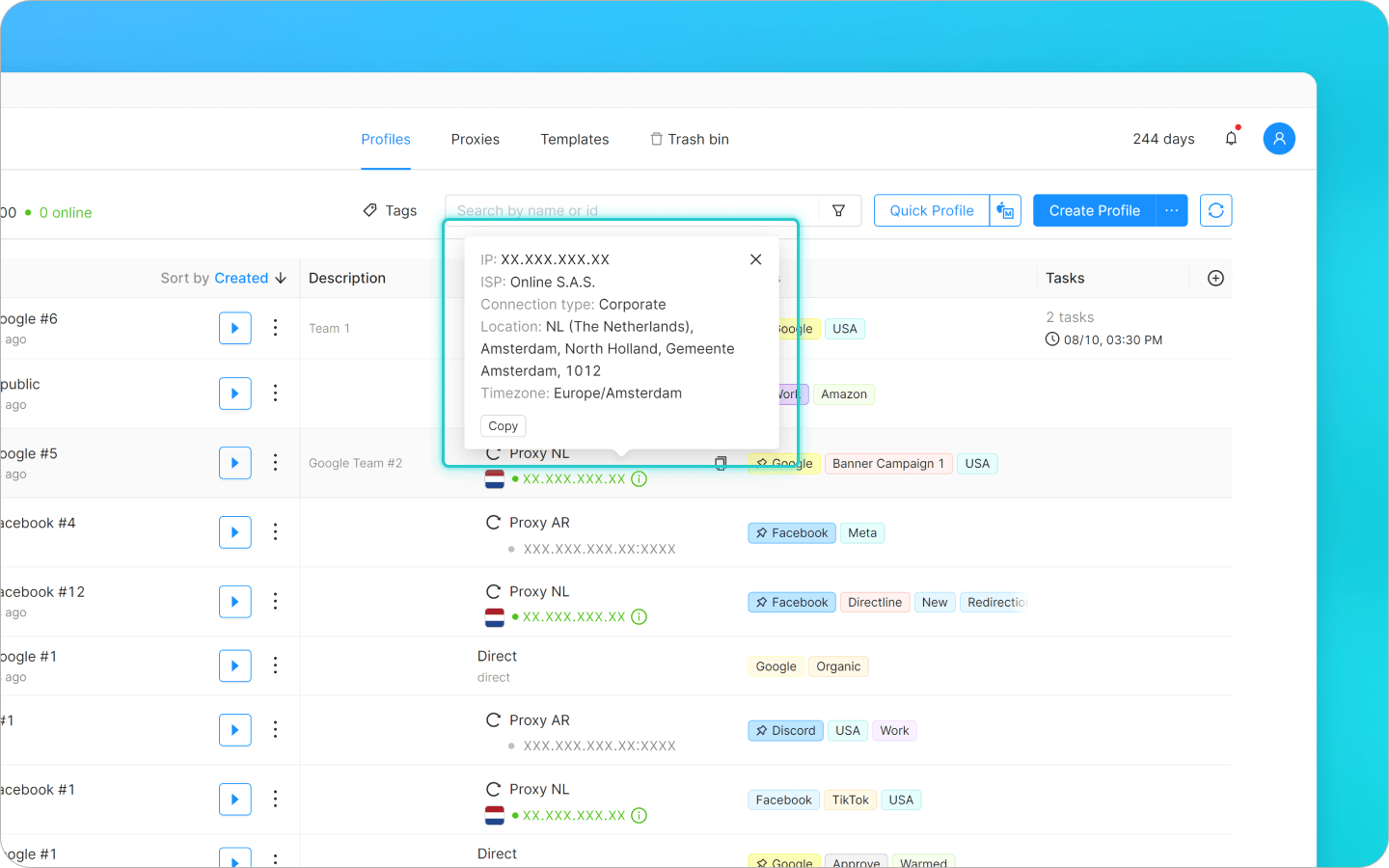 Octo Browser 2.1: Profile Tasks and Enhanced Proxy UI
