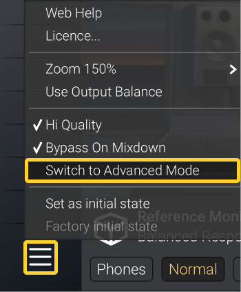 Advanced mode in Realphones 2