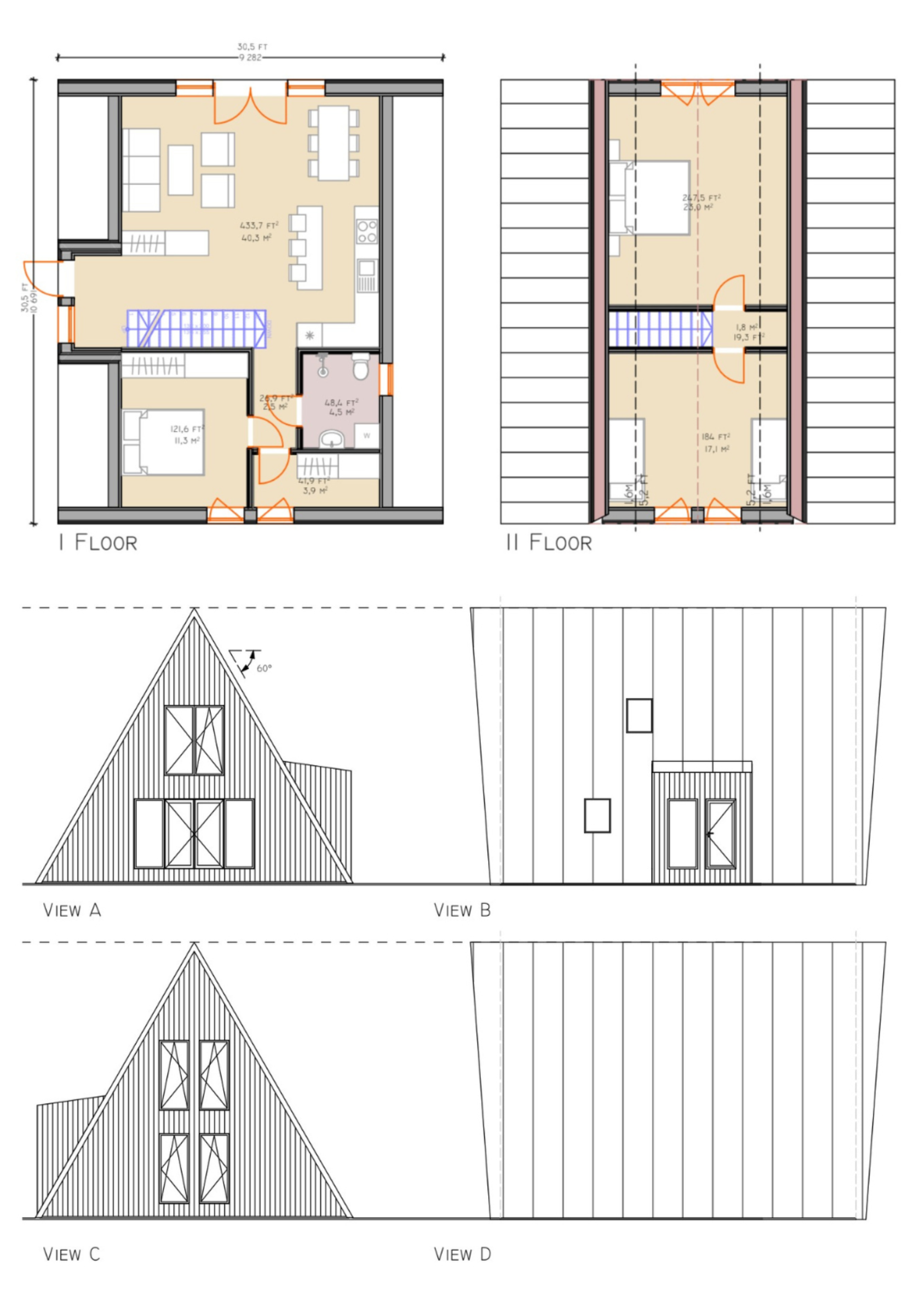Trio 100 - Áčkové rodinné dřevostavby Avrame
