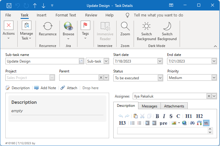 Outlook Add-in for Jira