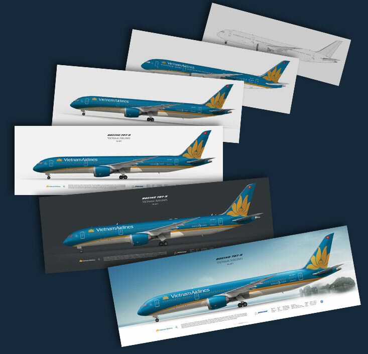 Gift for Pilots | Airliner profile prints | Aviaposter