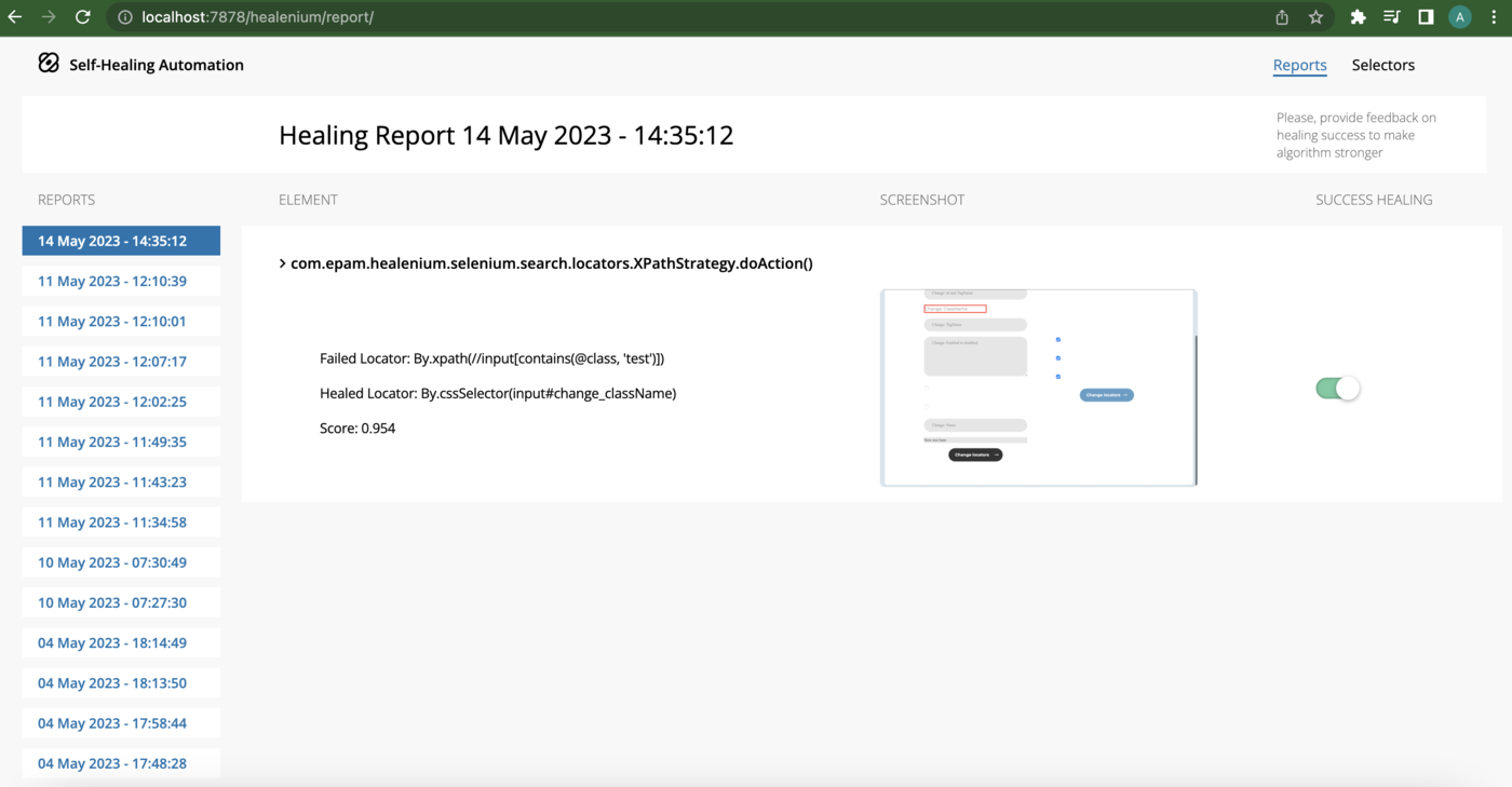 Documentation Healenium Report