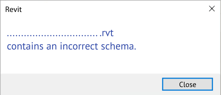Revit file contains an incorrect schema