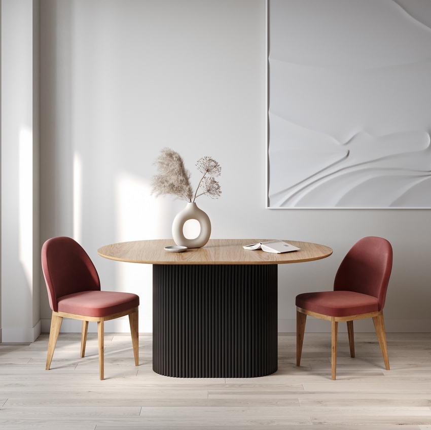 Овальный обеденный стол Eco Steel дуб на металлическом подстолье - NAPILILI