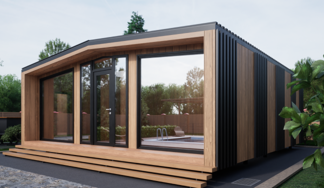 Готовый баня барнхаус трёхмодульная под ключ | Woodnext