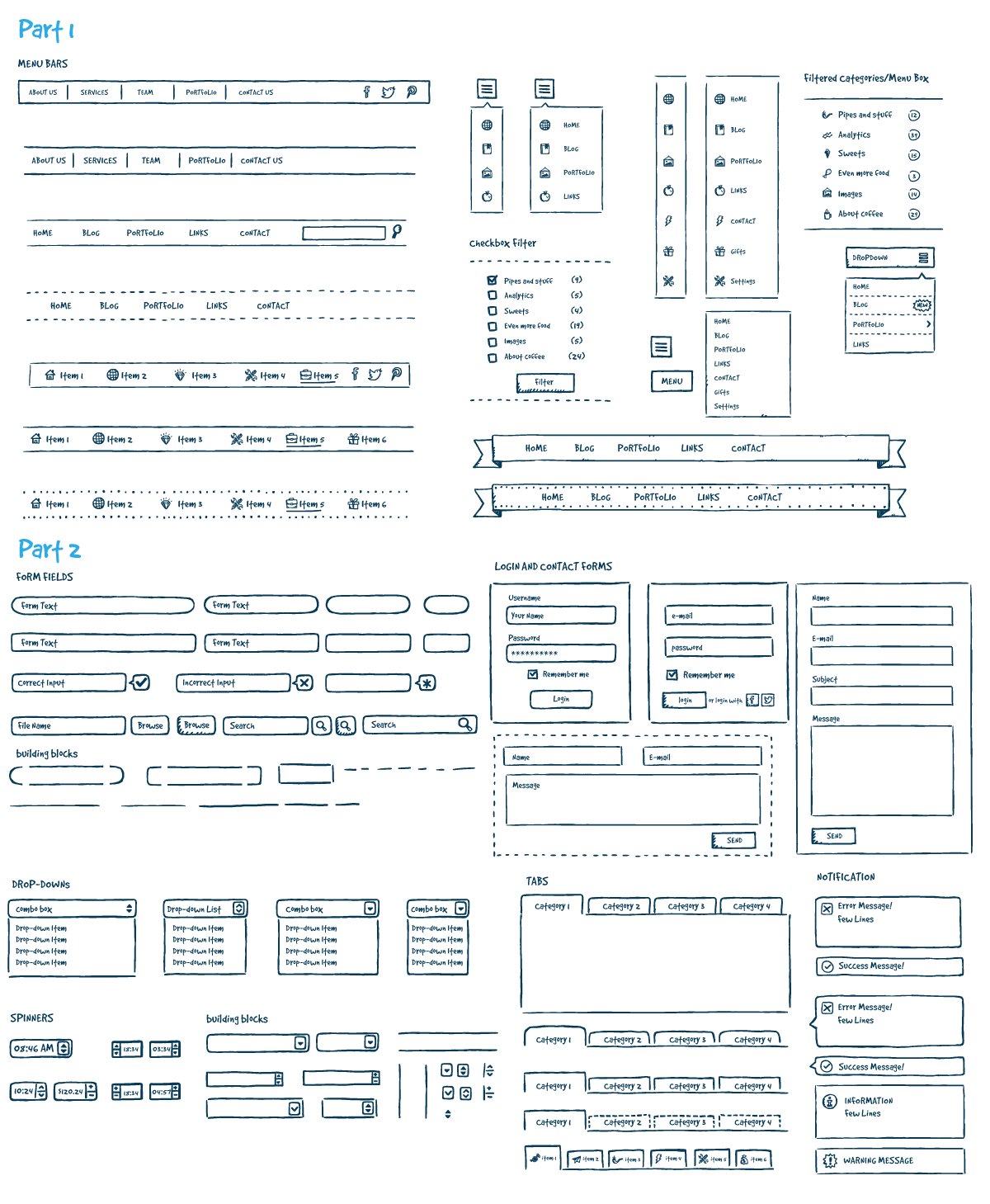 Jolly UI — vector hand-drawn UI kit by Hand-Drawn Goods.