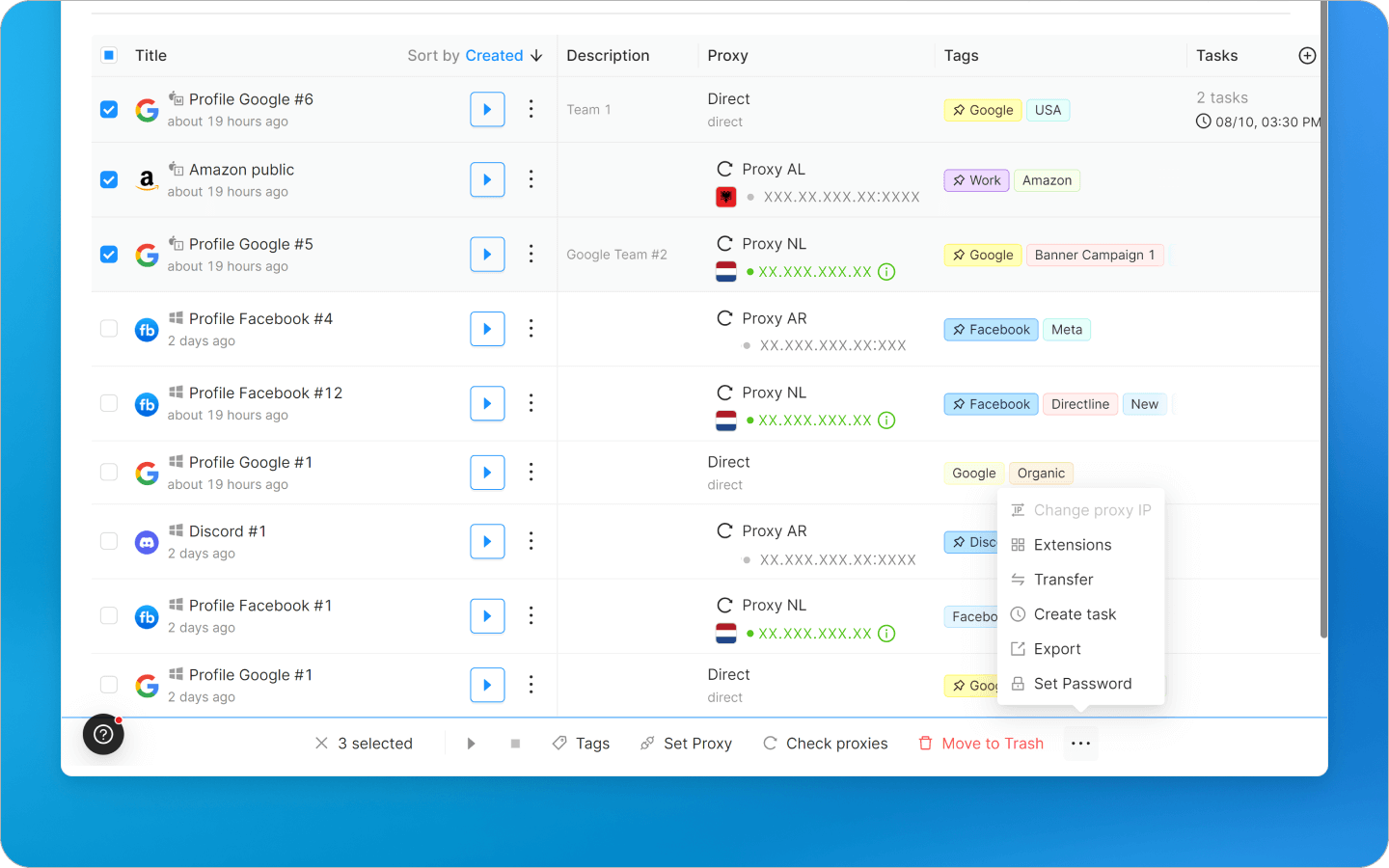 Octo Browser 21 Profile Tasks And Enhanced Proxy Ui