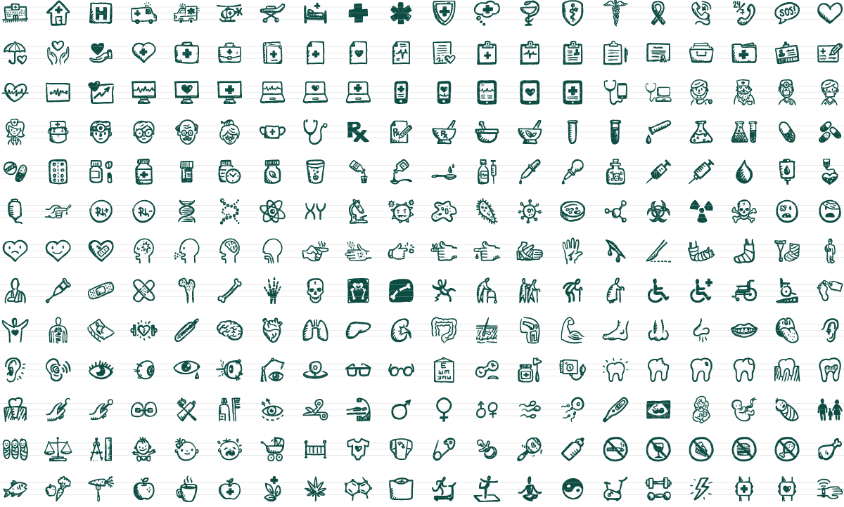 Healthy Icons – 260 hand-drawn medical icons