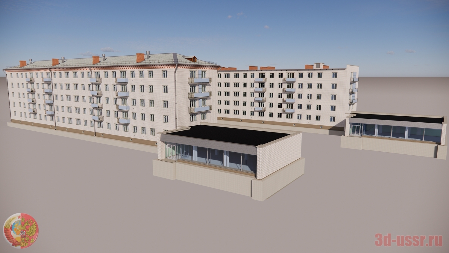 Пятиэтажный дом 1-447С-40 3d-модель в 2-х вариантах