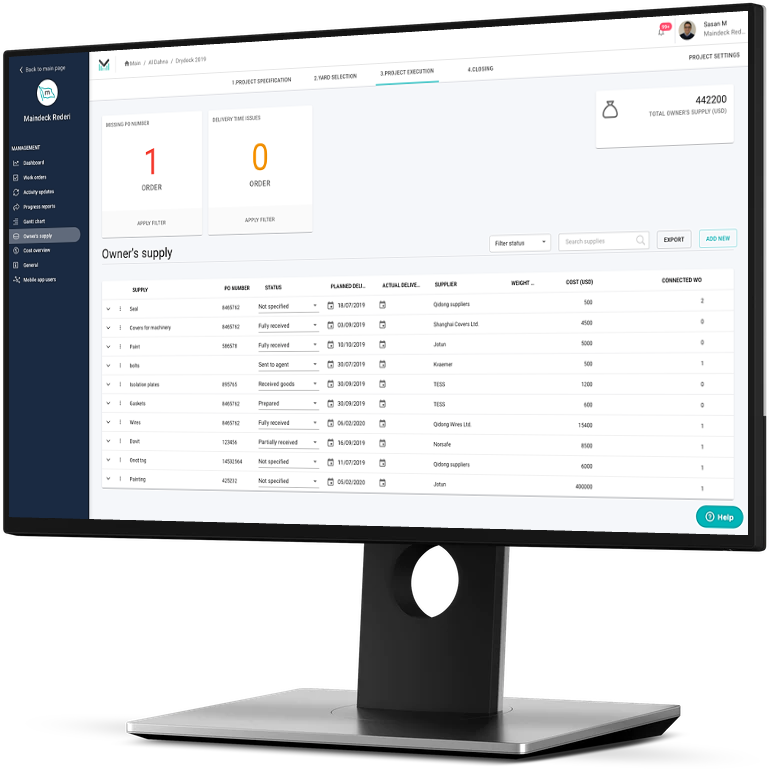 Maindeck - Home - Dry-docking management
