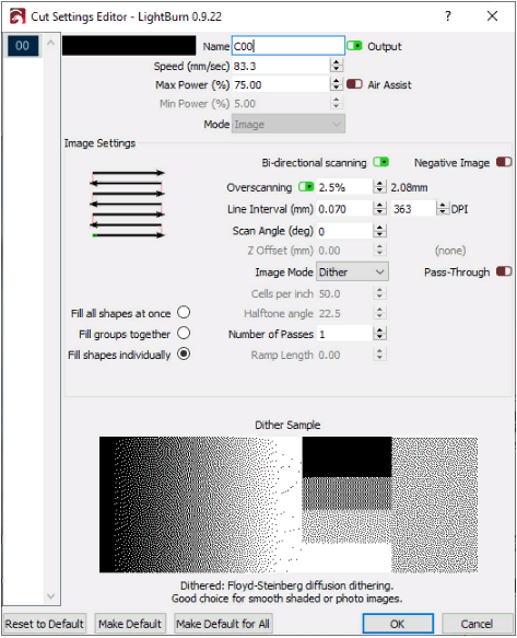 Режимы гравировки в LightBurn: настройка станка — Gistroy