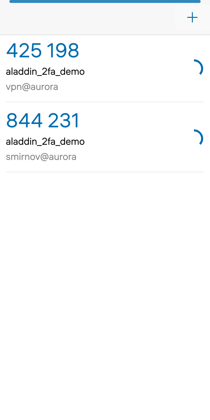 Генерация одноразовых паролей Aladdin 2FA