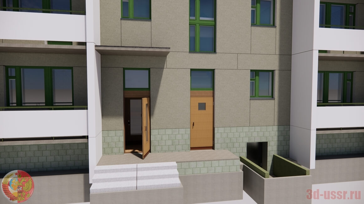 Блочный дом 81 серии проекта 113-81-5 3d-модель