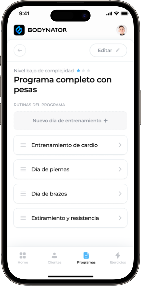 Bodynator | Aplicación para Entrenadores Personales