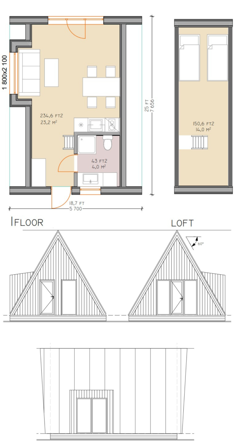 Duo 75 - Menší áčkové rodinné dřevostavby Avrame