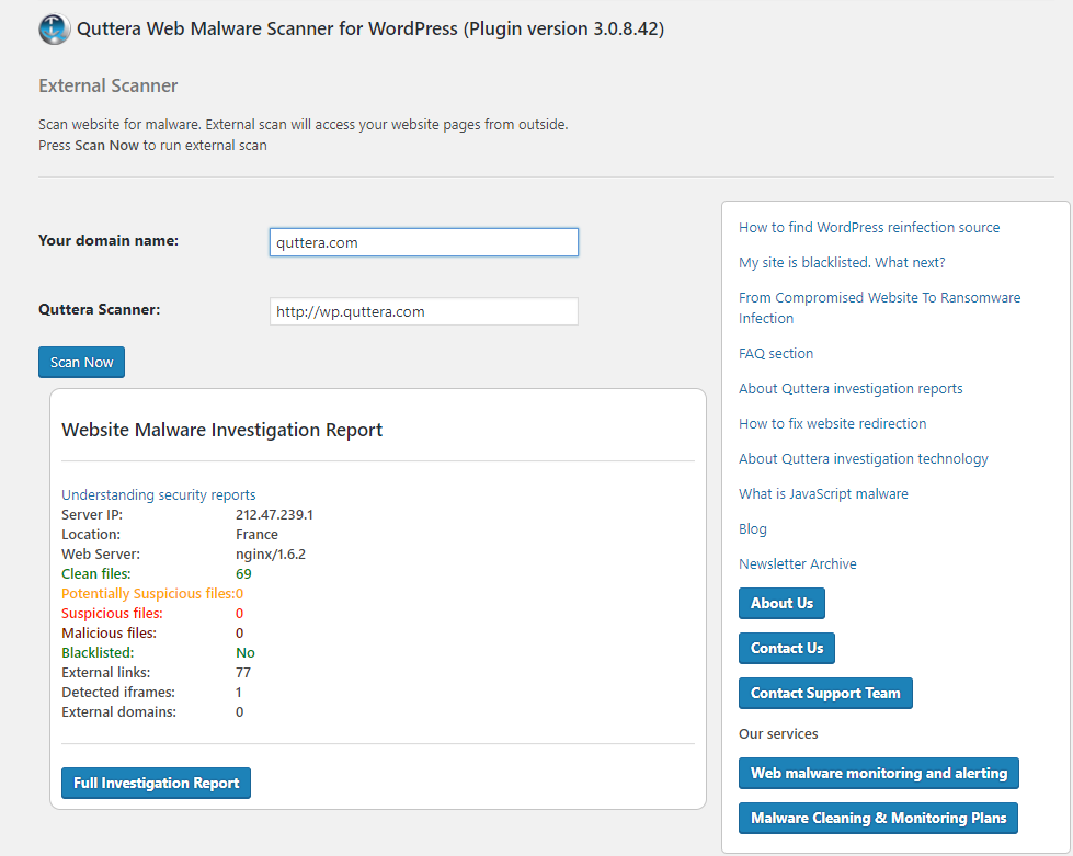 Quttera WordPress Malware Scanner: 400K Installations and Counting