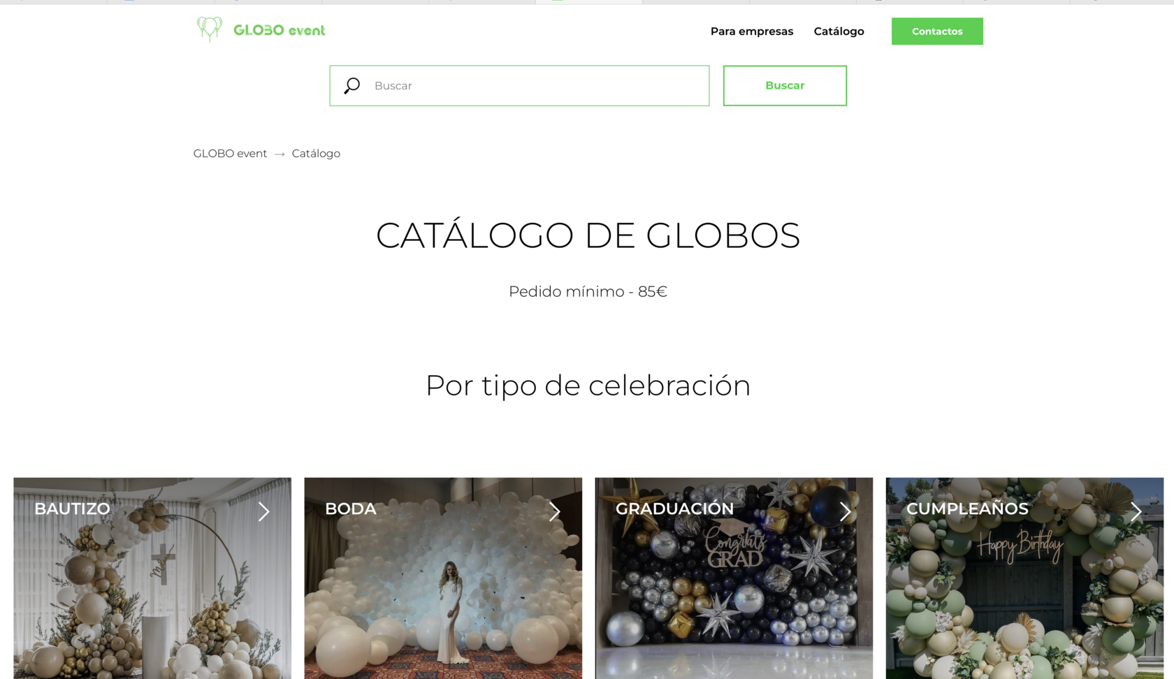 Catalogo de Globos en Barcelona