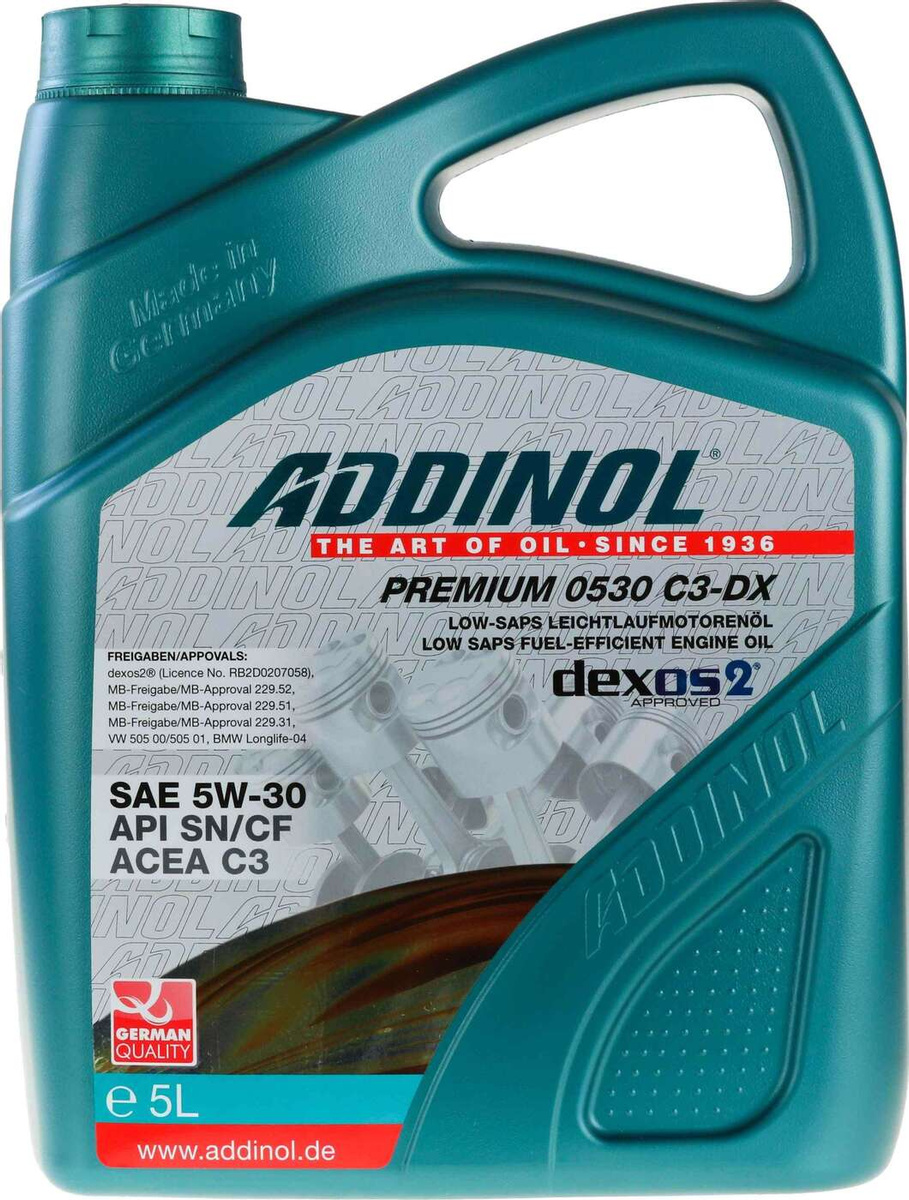 ADDINOL Premium 5w30 C3 SN/CF масло мот. Синт 5л 0530 C3-DX, - ADDINOL