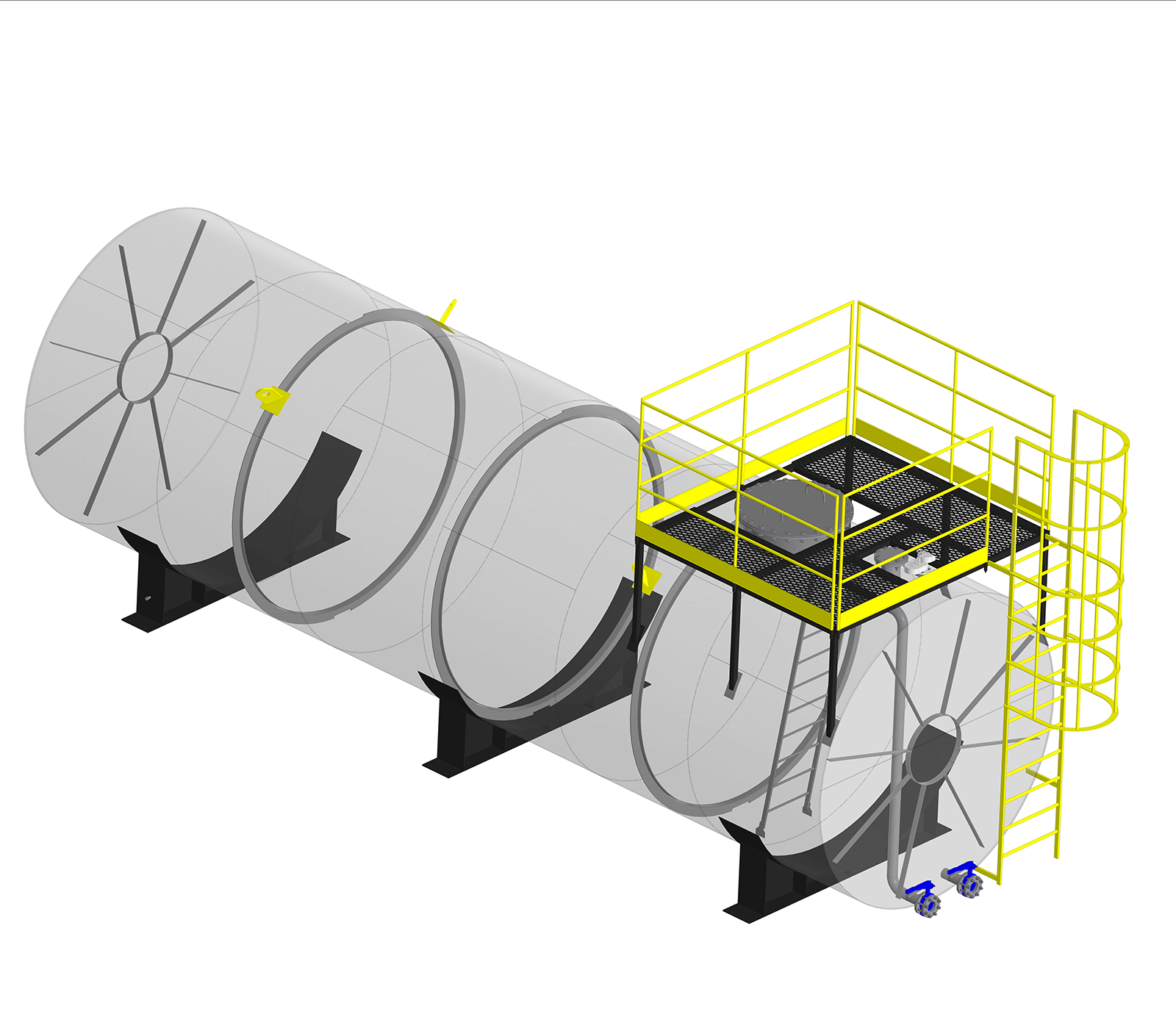 Резервуар горизонтальный стальной 50 м3 на опорах