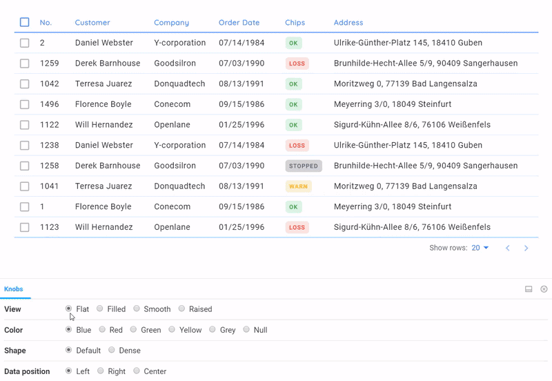 React Tables UI for a design system in Figma