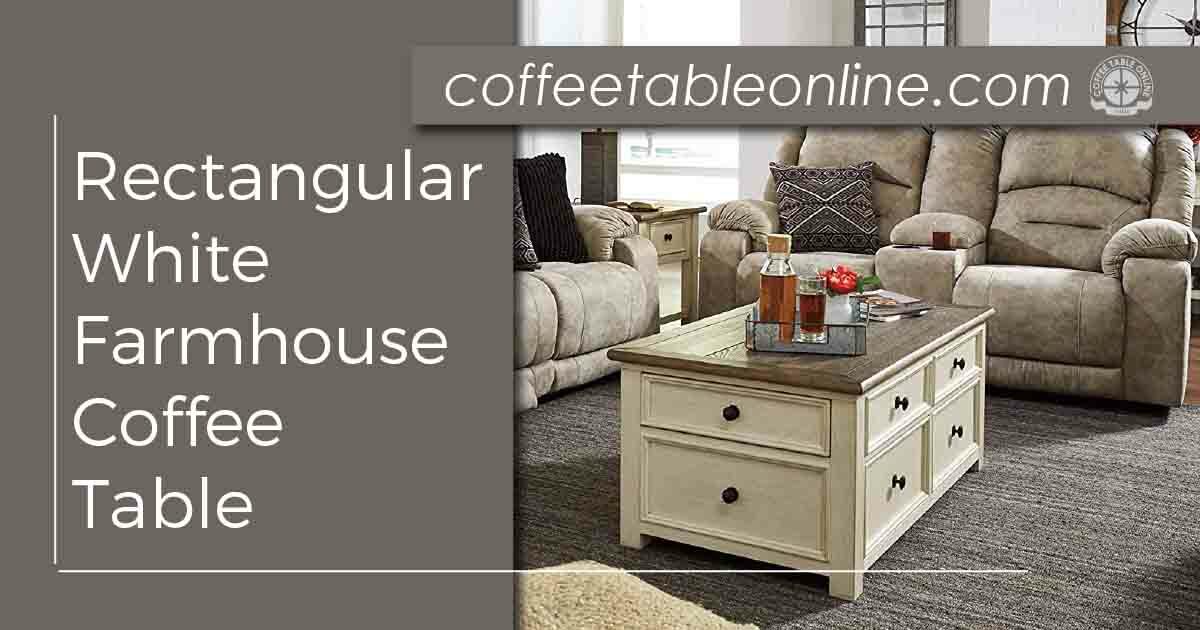19 Rectangular White Farmhouse Coffee Table
