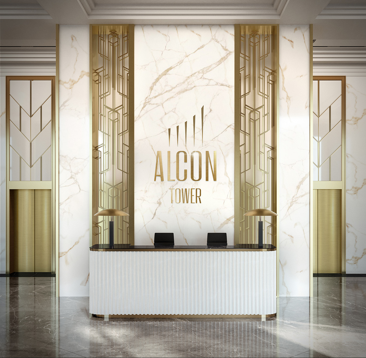 "Alcon Tower" lobbies