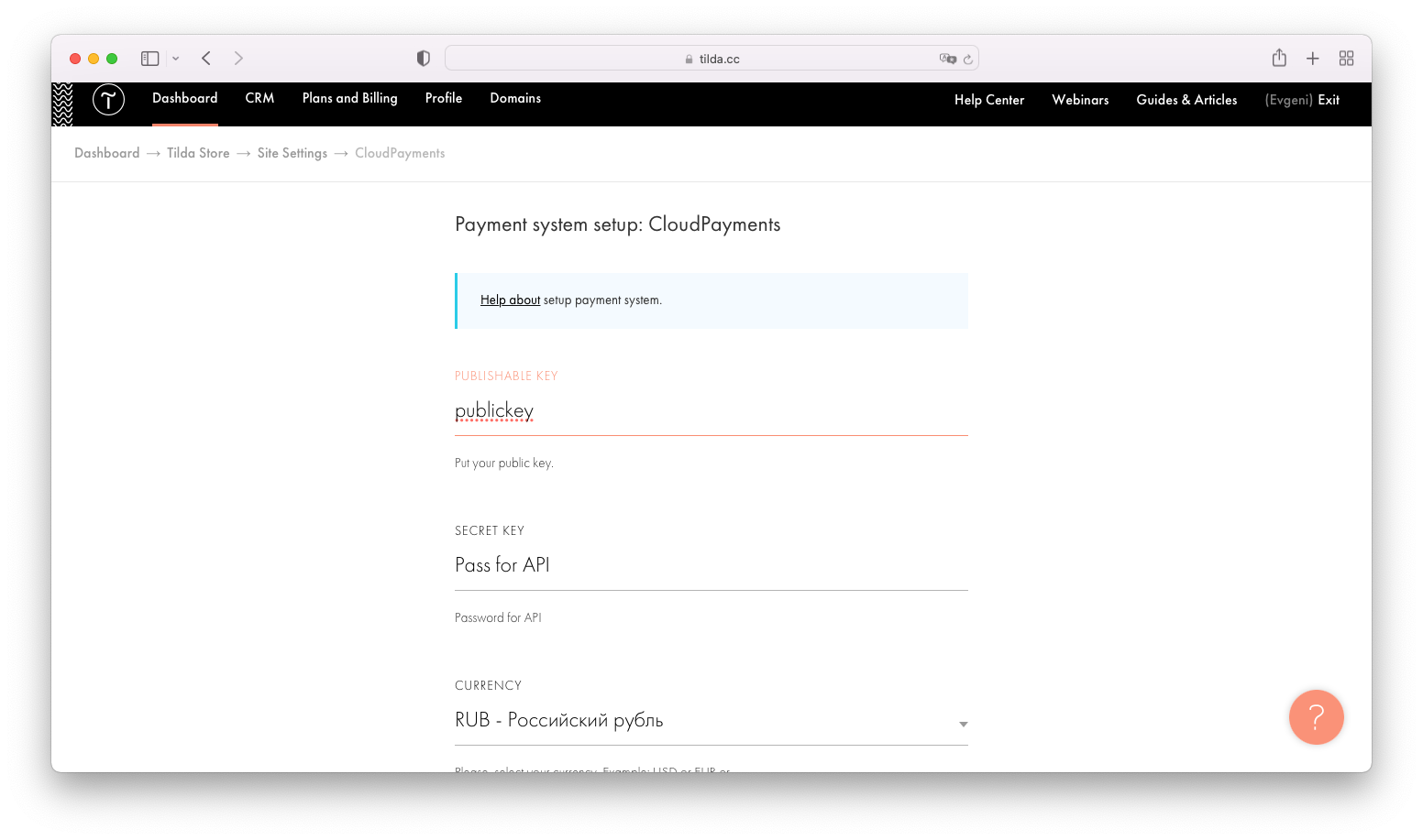 How to Set Up Cloudpayments │ Tilda Help Center