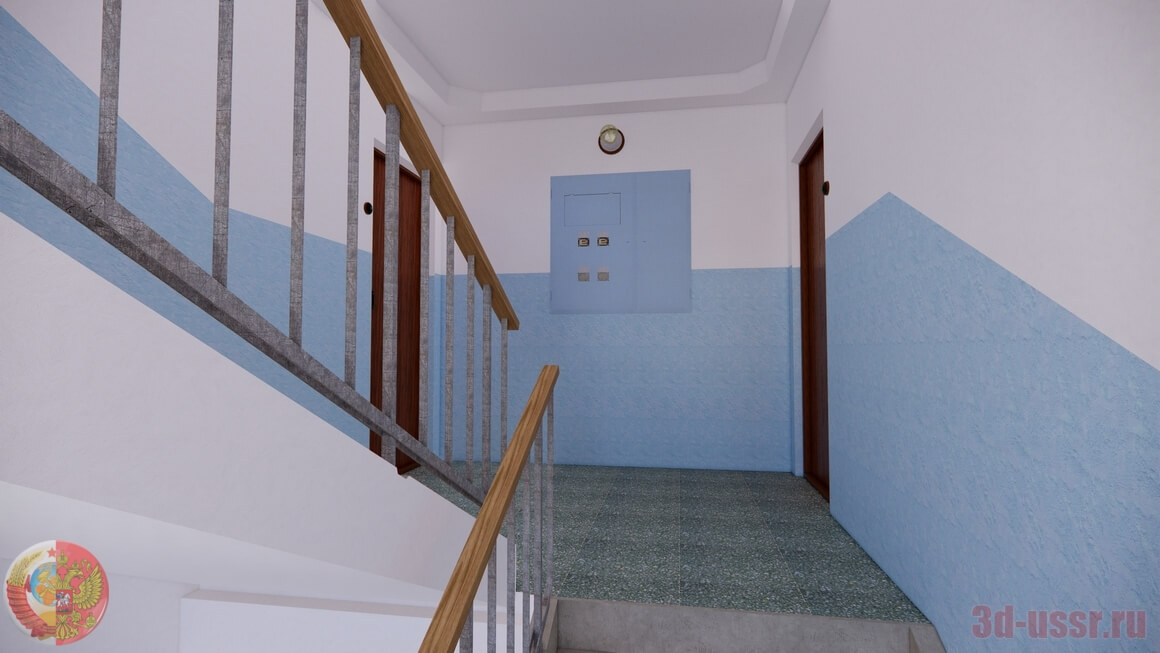 Пятиэтажный дом серии 1-464д-103 3d-модель со внутренностями