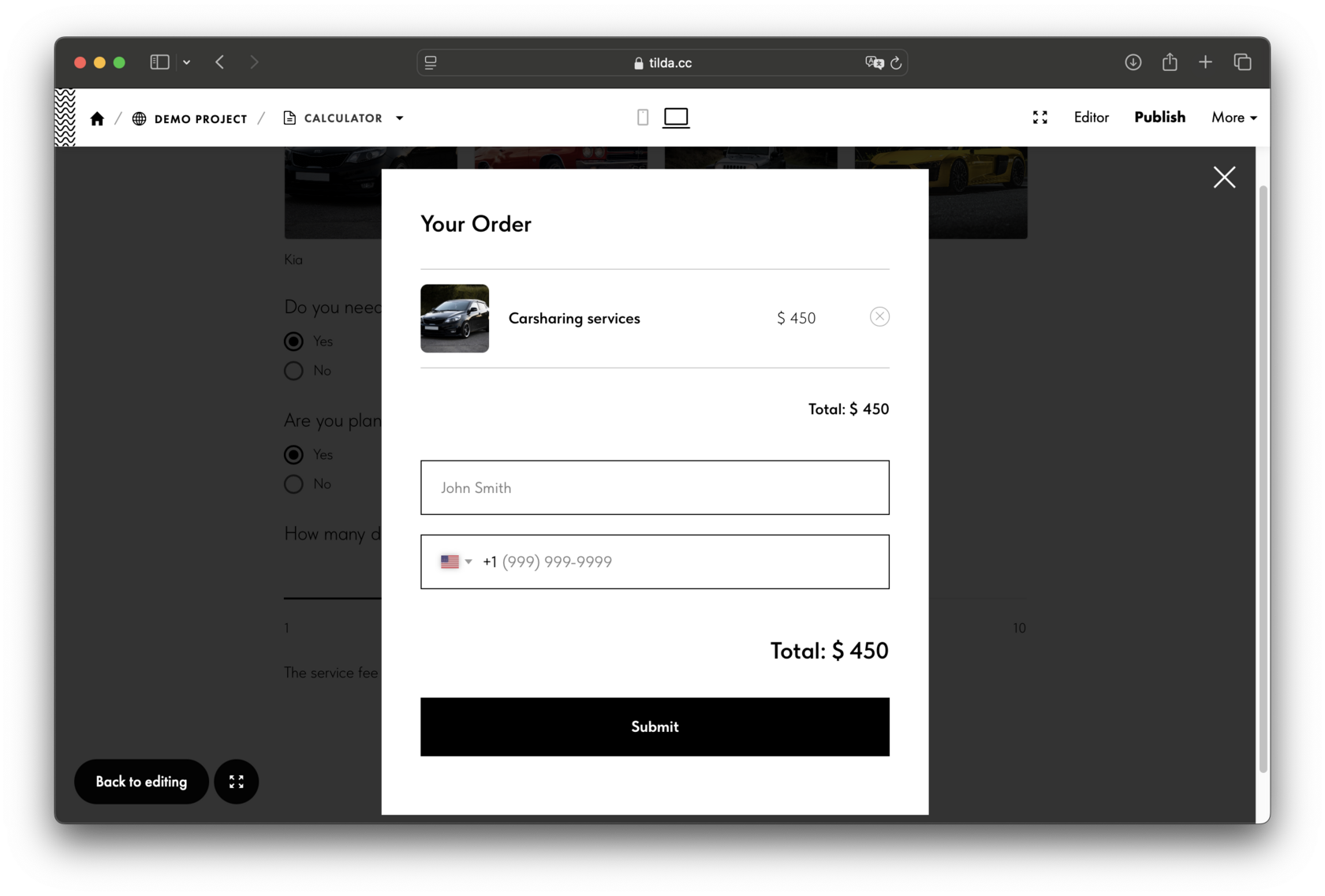 Order Form Calculator