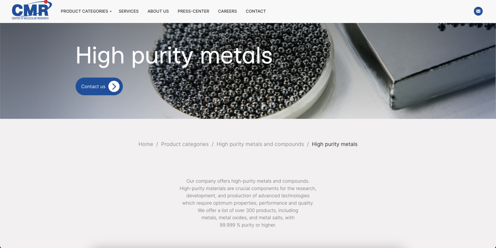 High purity metals | CMR. All for nuclear medicine