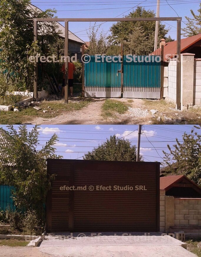 Porți rolete automatizate la întrare în curte, poze. Fabrica de porți ...