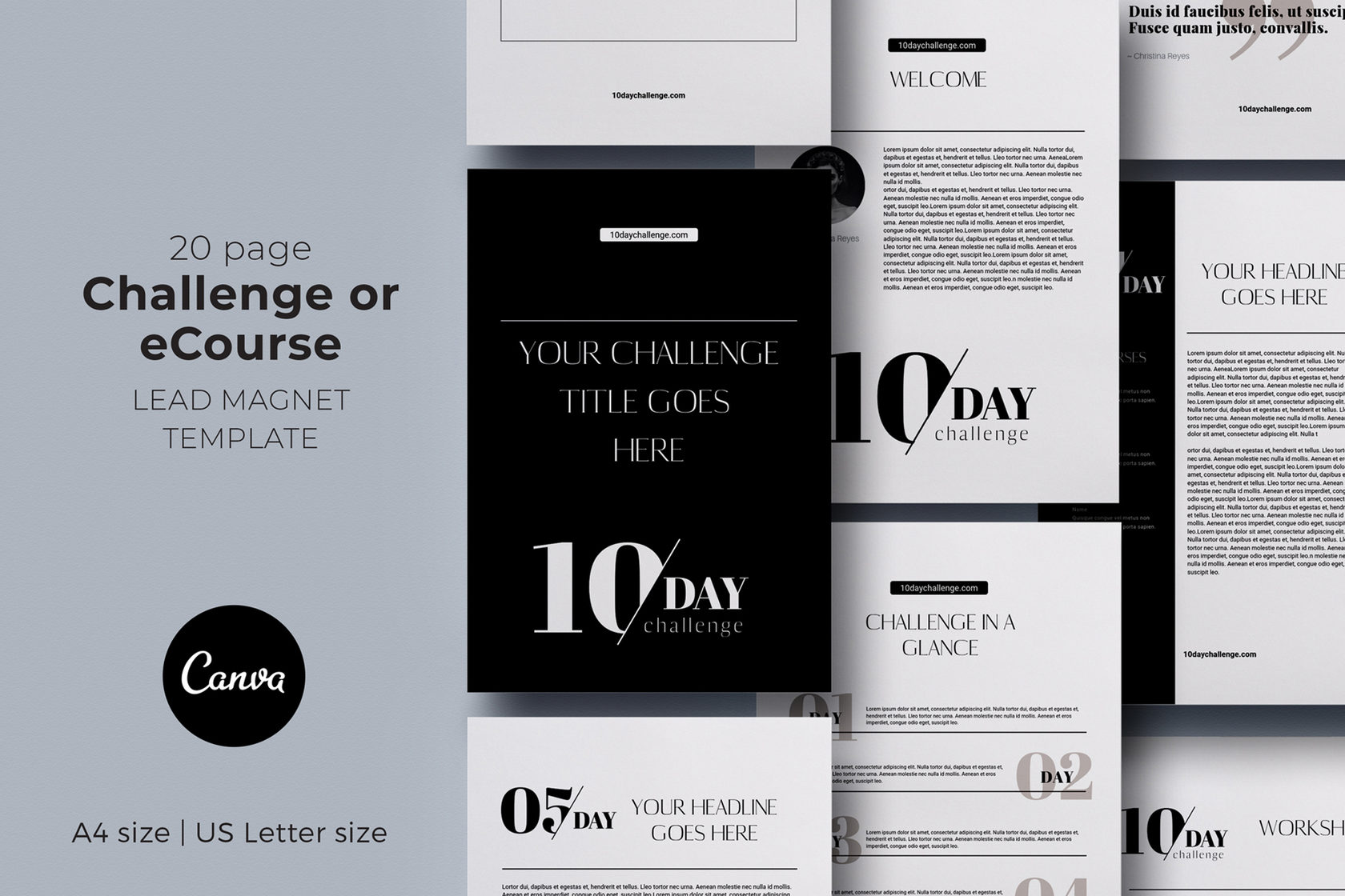10 day challenge Canva Workbook Template ~ Lead magnet canva template