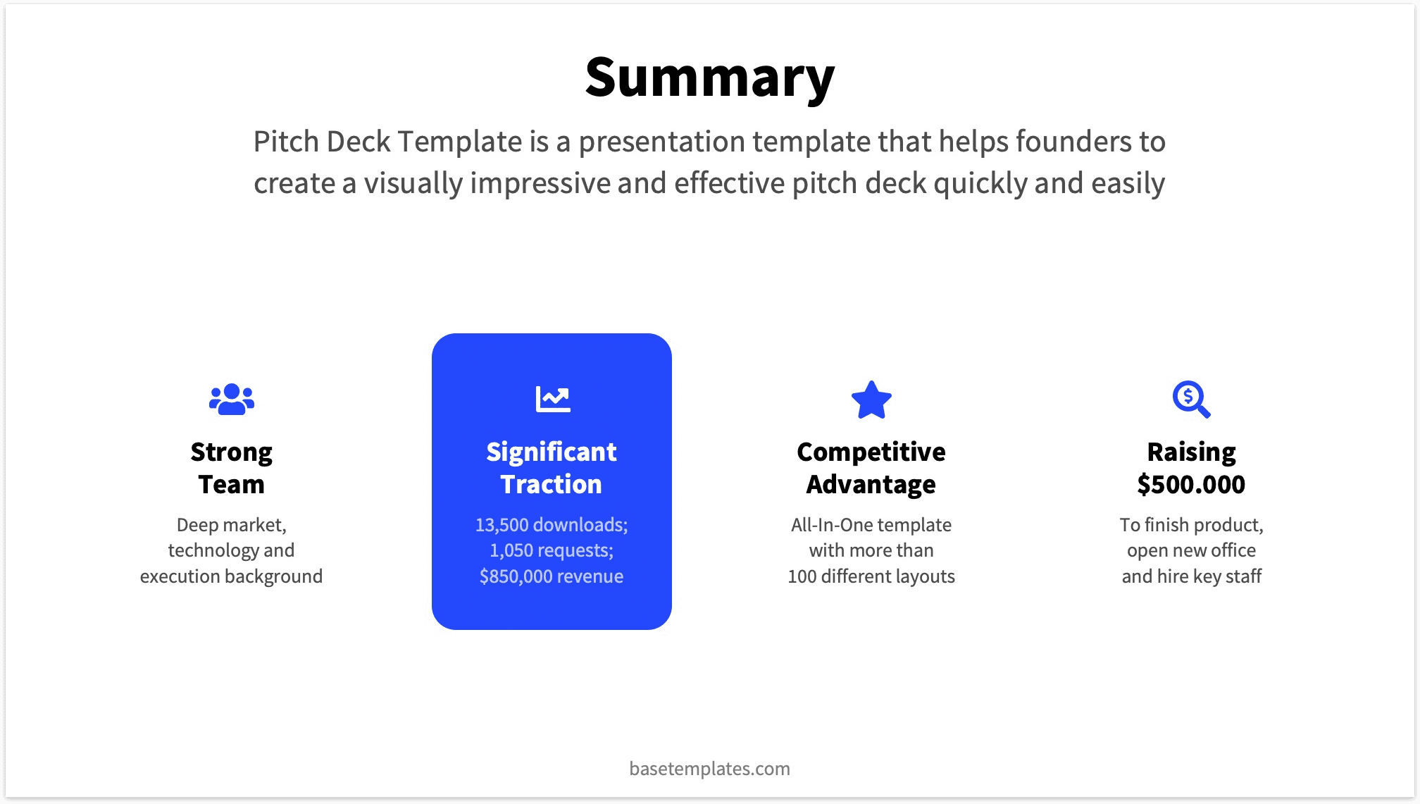 Pitch Deck Template Viewer: Summary - BaseTemplates