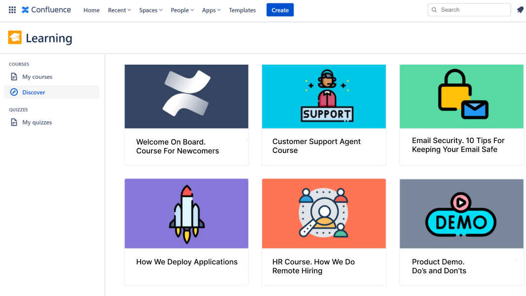izi LMS - Courses in Confluence